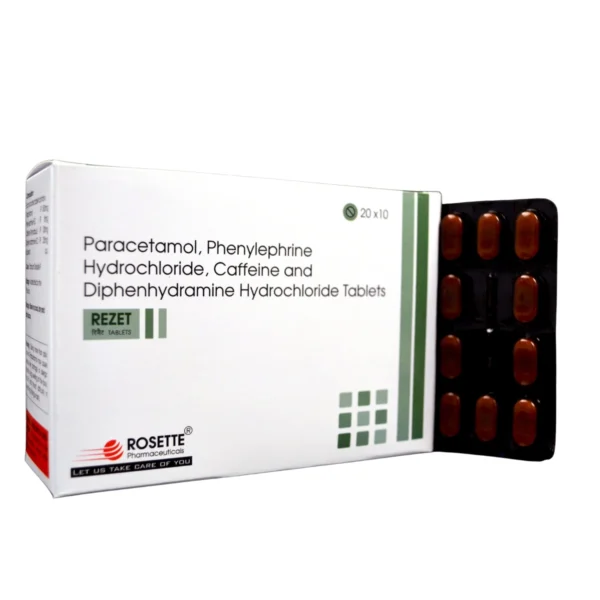 Paracetamol Phenylephrine Diphenhydramine Caffeine Tablet (Rezet ...
